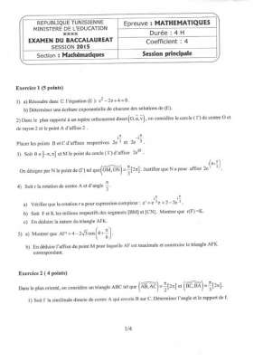 correction bac 2015 tunis